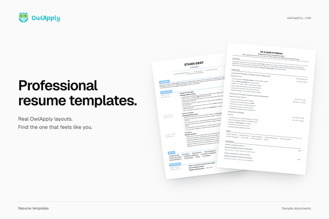 Resume Templates (2026) — 50+ ATS-Friendly Designs | OwlApply